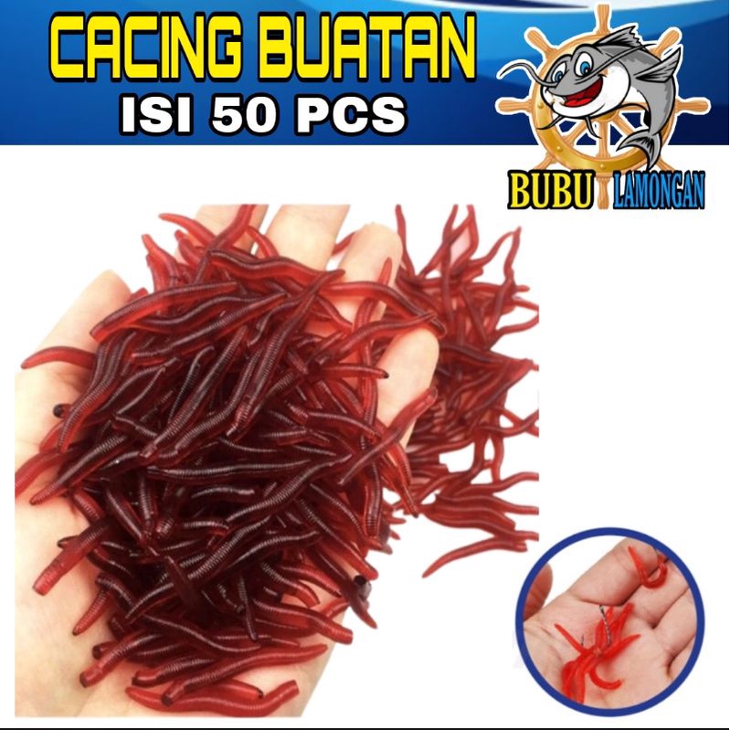 Jual 50 pcs cacing buatan/umpan mancing | Shopee Indonesia