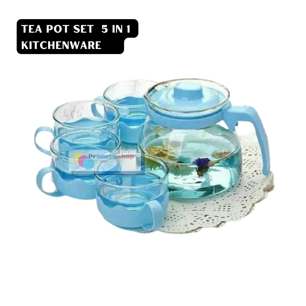 Jual Tea Pot Set 5 in 1 Kaca / Teko Teh Dan Cangkir Gelas Kaca | Shopee ...