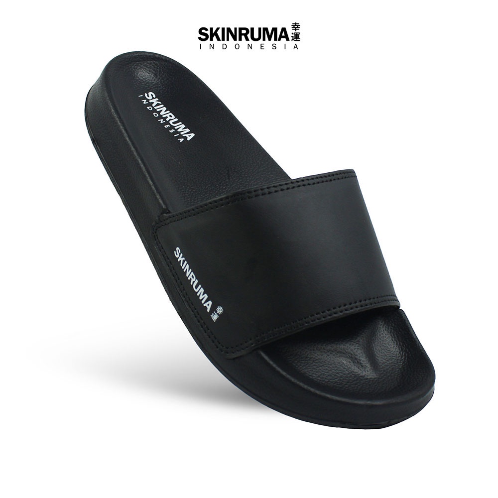 Jual SKINRUMA Sendal Selop Karet Distro Pria Wanita Side Logo Motive Hitam | Shopee Indonesia