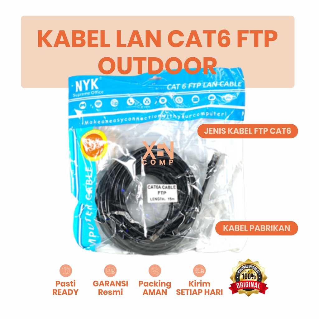 Jual Kabel LAN Outdoor FTP Cat6 NYK Pabrikan RJ45 Metal Ethernet Cable 5M / 10M / 15M / 20M ...