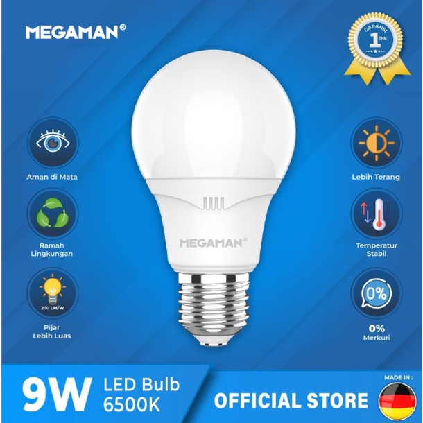 Jual LAMPU LED / BOHLAM MEGAMAN A-BULB YTA60Z1 9W / 9 WATT (GARANSI RESMI) | Shopee Indonesia