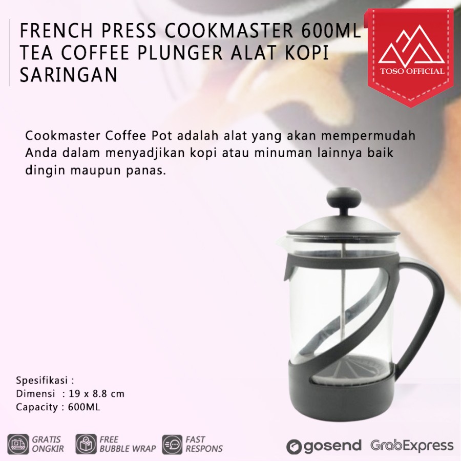 Jual FRENCH PRESS COOKMASTER 600ML TEA COFFEE PLUNGER ALAT KOPI ...
