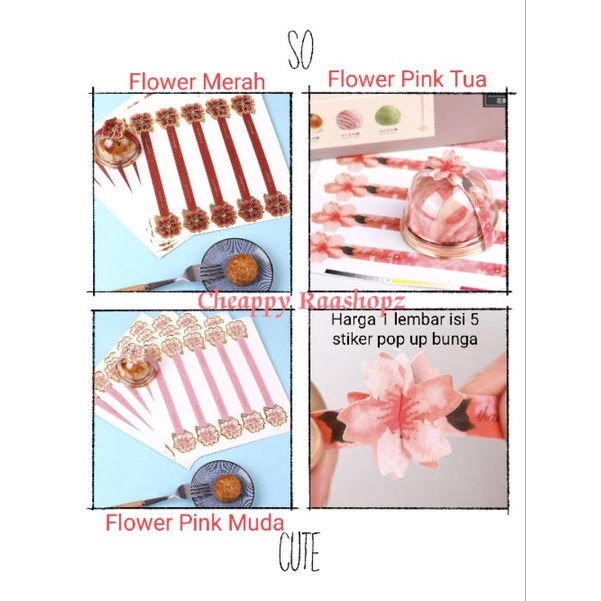Jual 1 lembar stiker Mooncake Stiker Kue Bulan Stiker Pop up Bunga ...