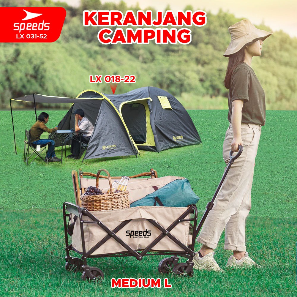 Jual SPEEDS Gerobak Lipat Troli Barang Camping Glamping Serbaguna Piknik Mancing Outdoor 031-52 ...
