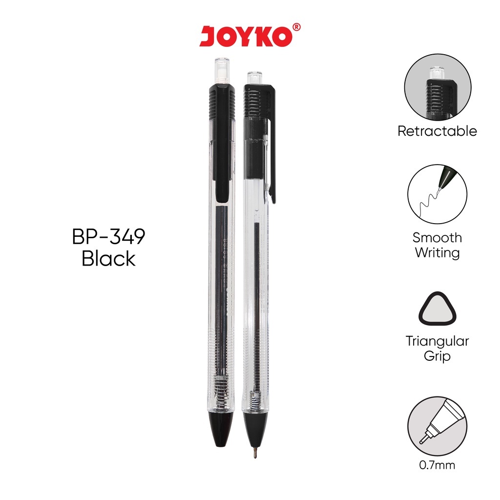 Jual Pulpen Joyko BP-349 Bollpoin Tinta Hitam Tip 0,7mm Lusinan Isi 12 ...