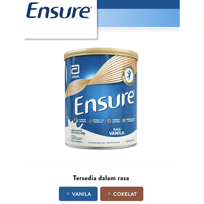 Jual ENSURE Vanilla Coklat 900gr | Shopee Indonesia