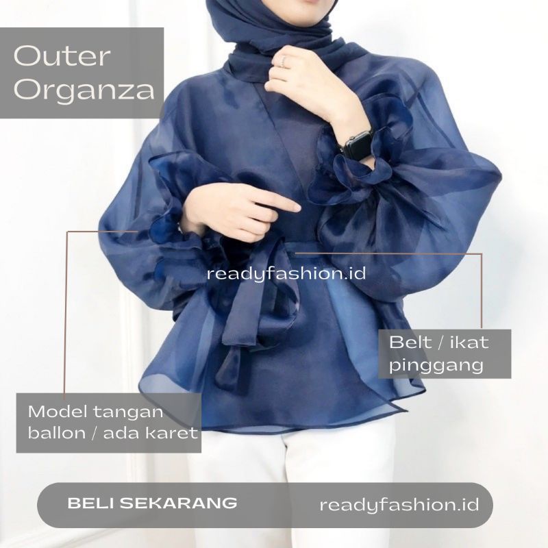 Jual Atasan Outer Organza Ballon with Belt | Outer OOTD | ORDER GOJEK ...