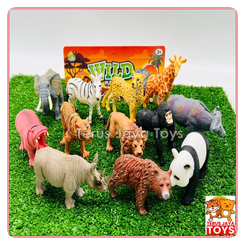 Jual Mainan hewan harimau panda singa kuda gajah kerbau beruang zebra ...