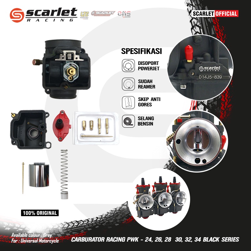 Jual Scarlet Racing - Carburetor Karburator Karbu PWK 24 26 28 30 32 34 Black Series | Shopee ...