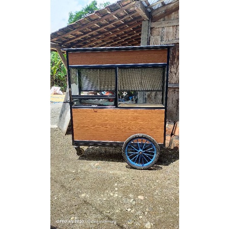 Jual GEROBAK jualan dorong pakai roda motor etalase gerobak alumunium ...