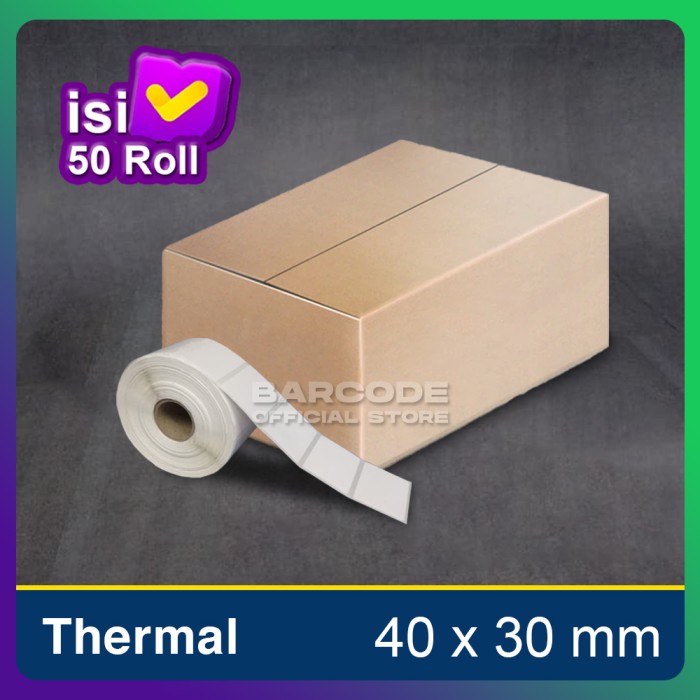 Jual Term 1 Dus Label Thermal 40 X 30 Mm 1 Line (Stiker Barcode 40X30 Mm) | Shopee Indonesia