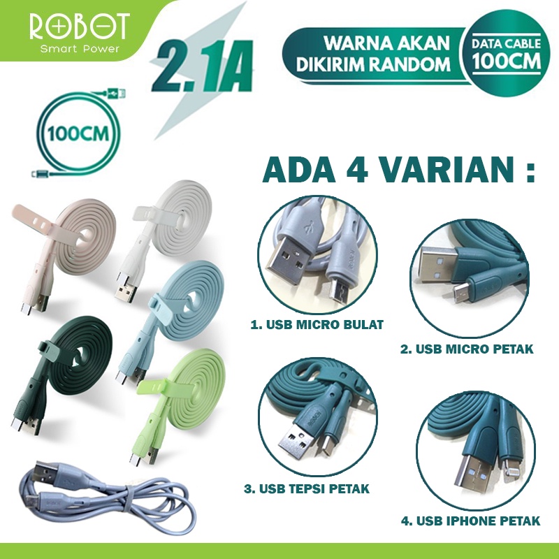 Jual Kabel Data Robot Fast Charging 2.1A Colorful USB Micro Tepsi ...