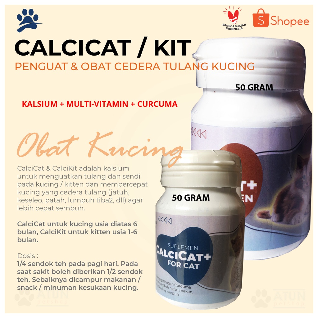 Jual Calcicat Vitamin Obat Kucing Lumpuh Penguat Tulang Cedera Tulang ...