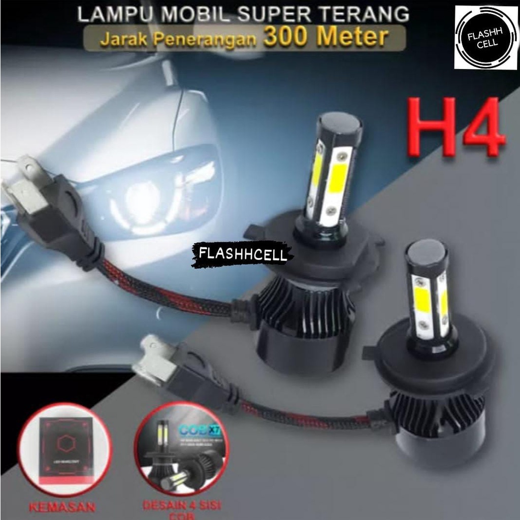 Jual Lampu Mobil LED COB Headlight H4 Cool White 2 PCS Super Terang ...