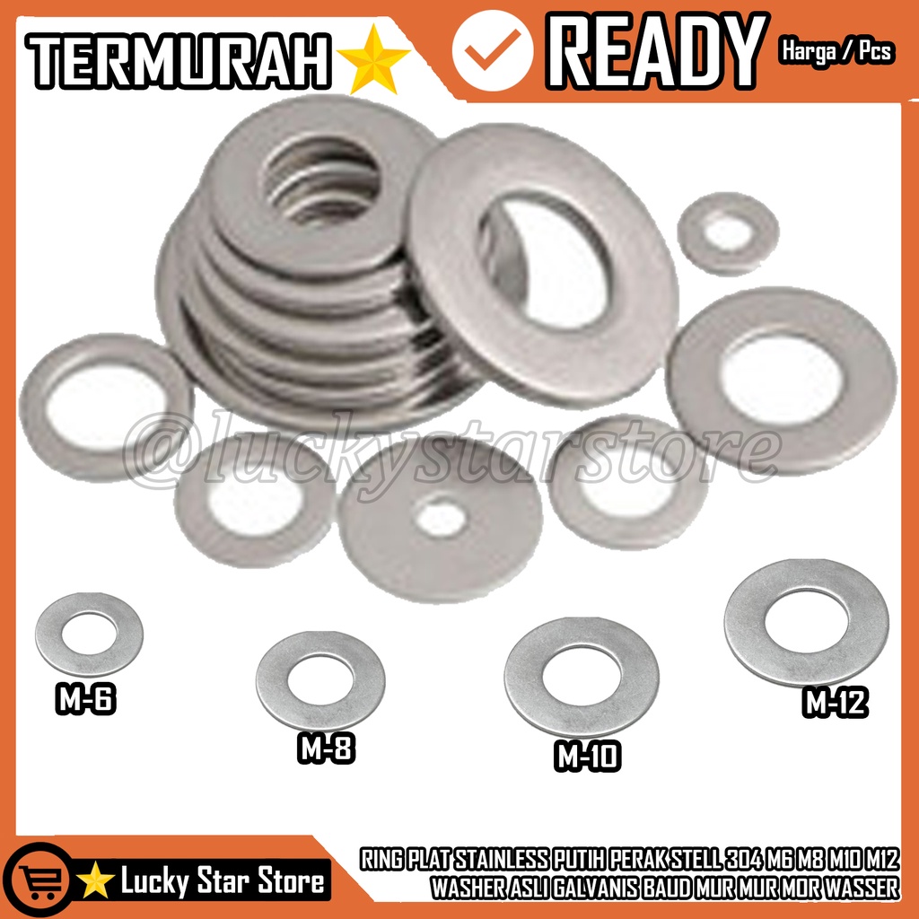Jual RING PLAT PELAT STAINLESS PUTIH PERAK STELL 304 M6 M8 M10 M12 ...