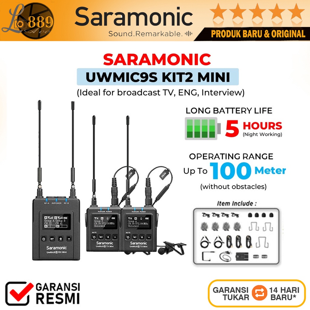 Jual Saramonic UWMIC9S Kit2 Mini Mic UHF Wireless Microphone System ...