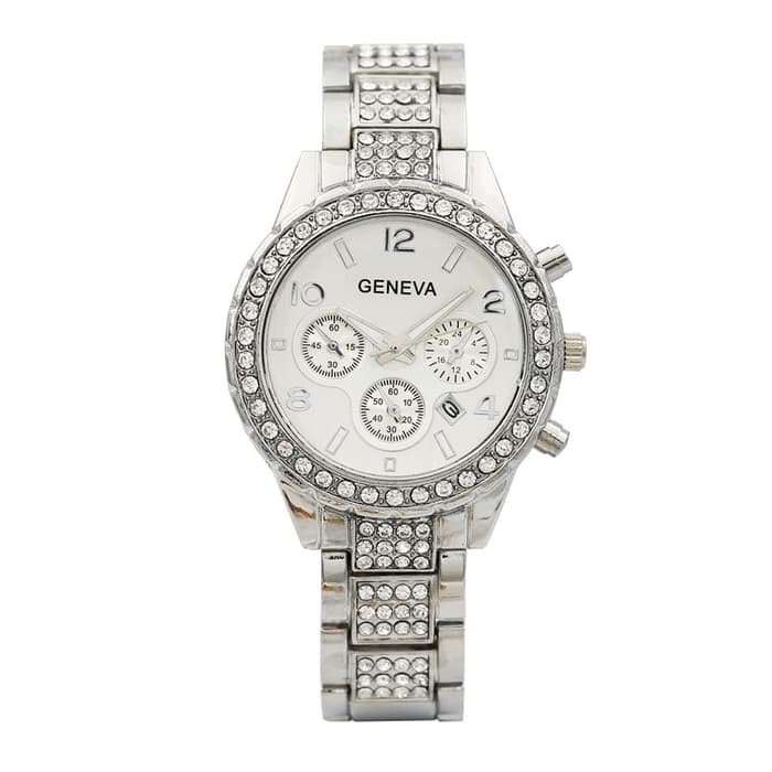 Jual Jam Tangan Cewe GENEVA 262 Diamond Stainless Analog Fashion Casual ...