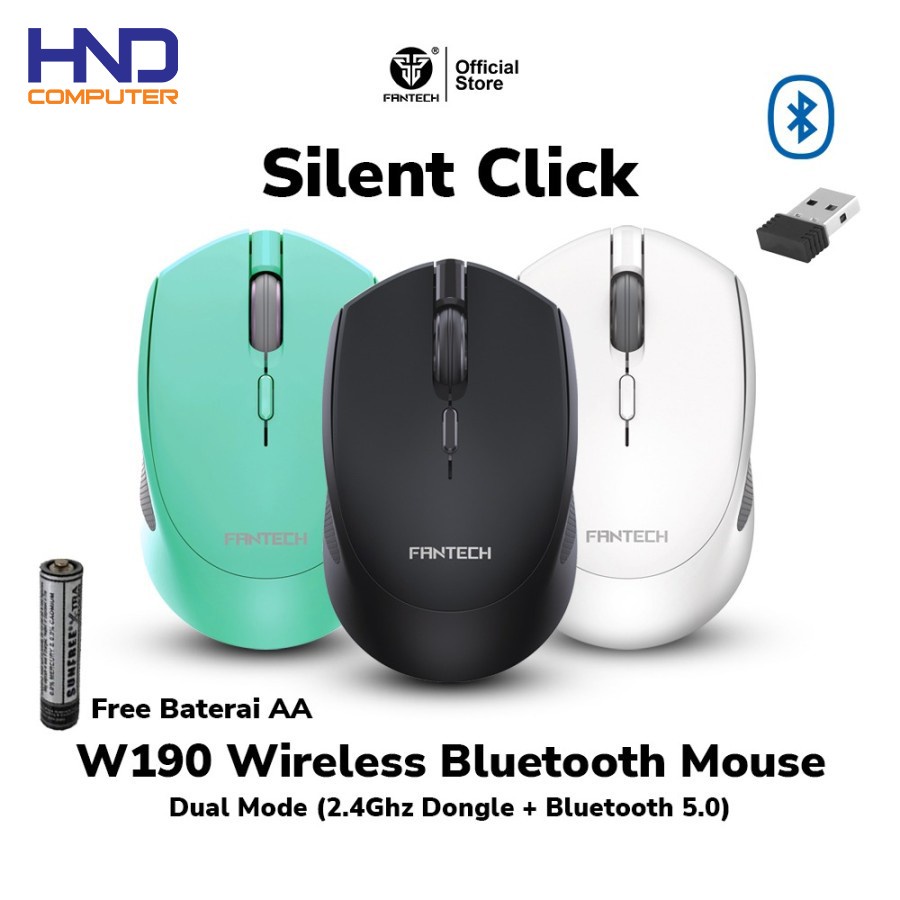 Jual Fantech Wireless Bluetooth Mouse W190 Dual Mode Free Baterai ...