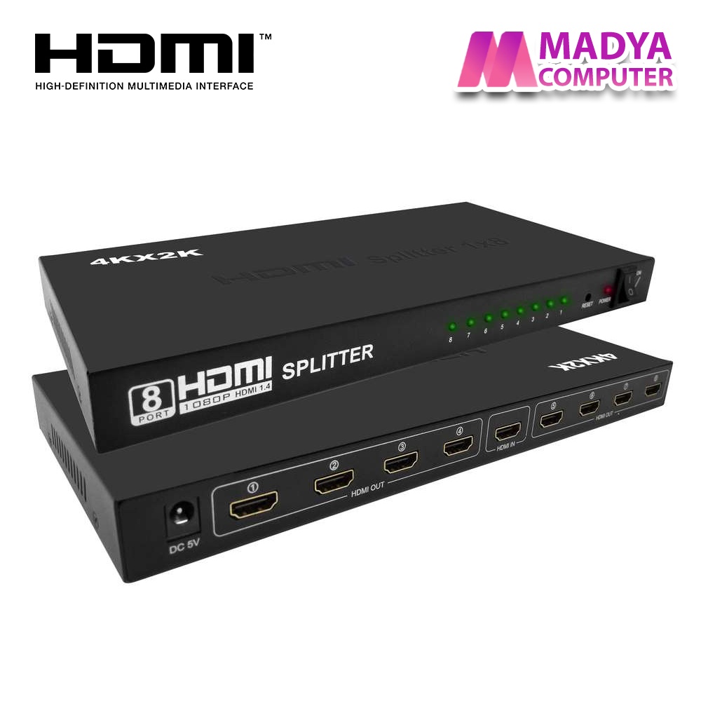 Jual HDMI Splitter 8 Port FHD 4K 3D - 1x8 HDMI Splitter | Shopee Indonesia