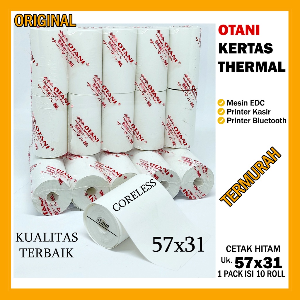 Jual OTANI Kertas Thermal EDC isi 10 Roll/ Struk/ Kasir/ Bluetooth ...