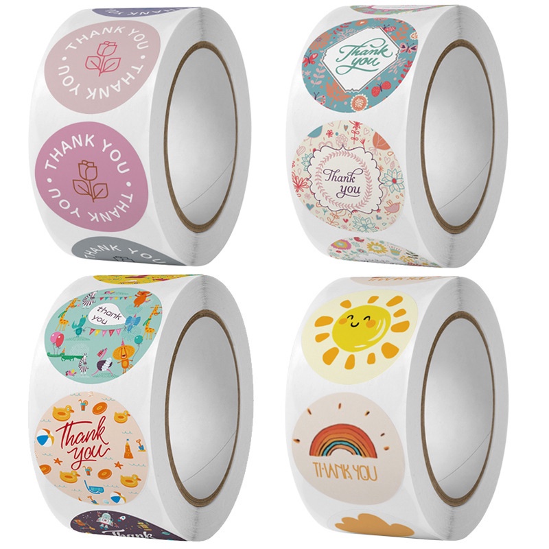 Jual STICKER THANK YOU STIKER ROLL LABEL MAKANAN TULISAN THANK YOU 500 ...