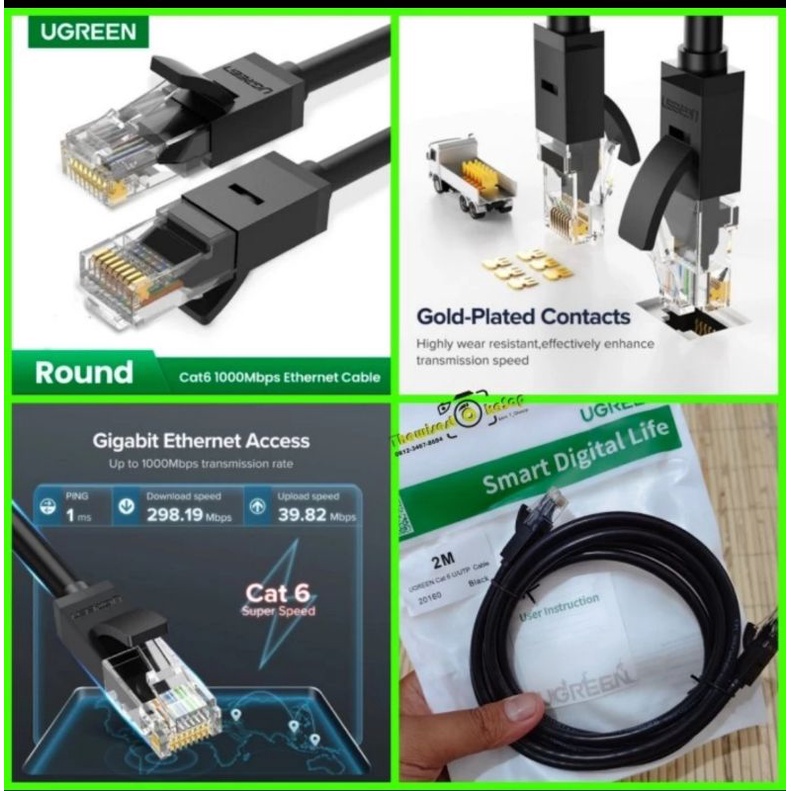 Jual 20160 UGREEN Kabel LAN Ethernet RJ45 UTP Cat6 20160 2M 1Gbps ...