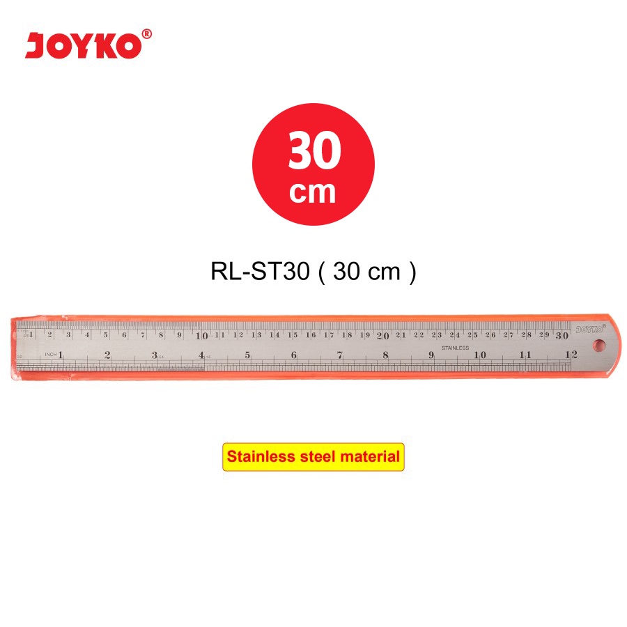 Jual Stainless Steel Ruler / Penggaris Besi Joyko RL-ST30 30 cm 30cm ...