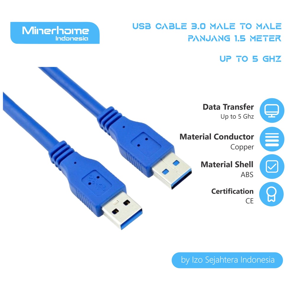 Jual Kabel Data USB 3.0 Male to Male Kecepatan Up To 5Gbps Panjang 1.5M ...
