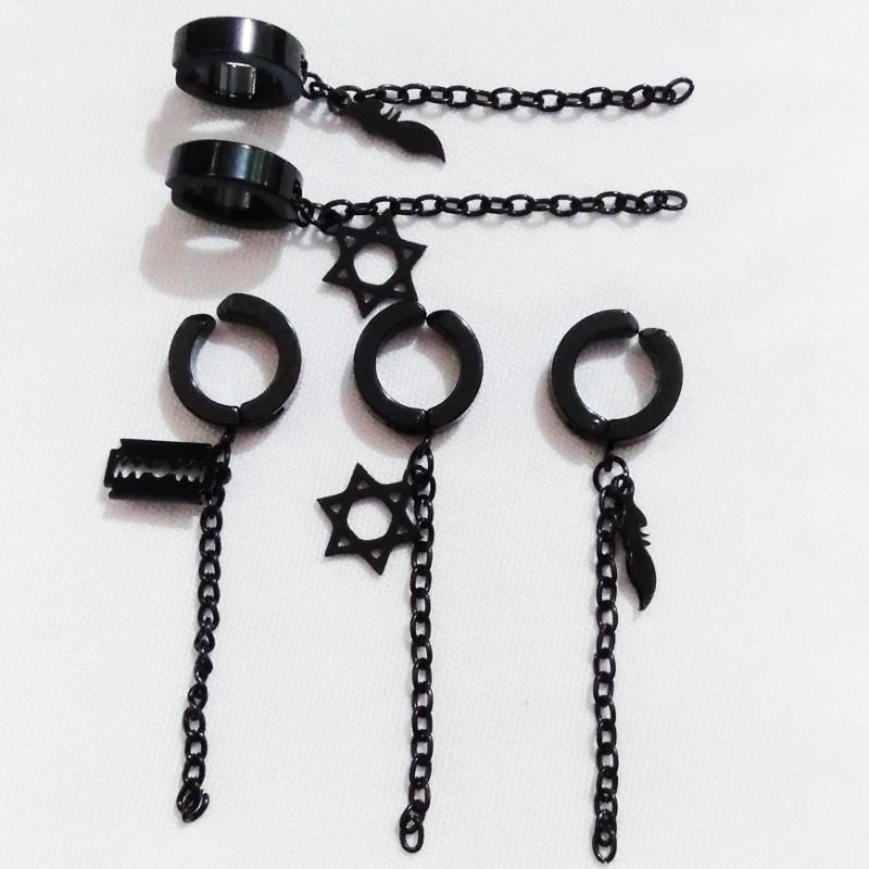 Jual Anting klip ala Korea jepit model gantung rantai juntai bandul ...