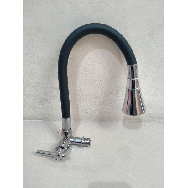 Jual kran angsa flexible karet hitam keran cuci piring lentur kepala ...