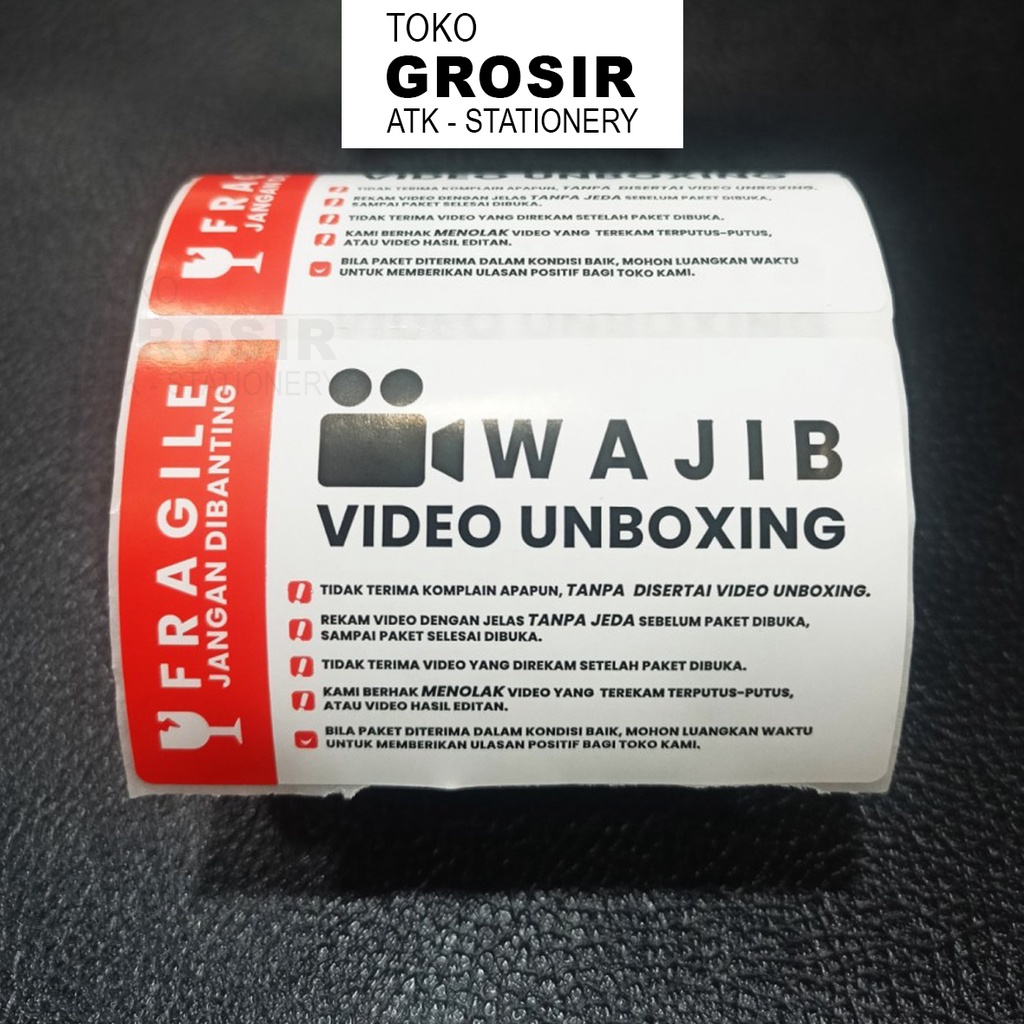 Jual Label Sticker FRAGILE VIDEO UNBOXING BLUEPRINT 70x50 mm - 80x50 ...