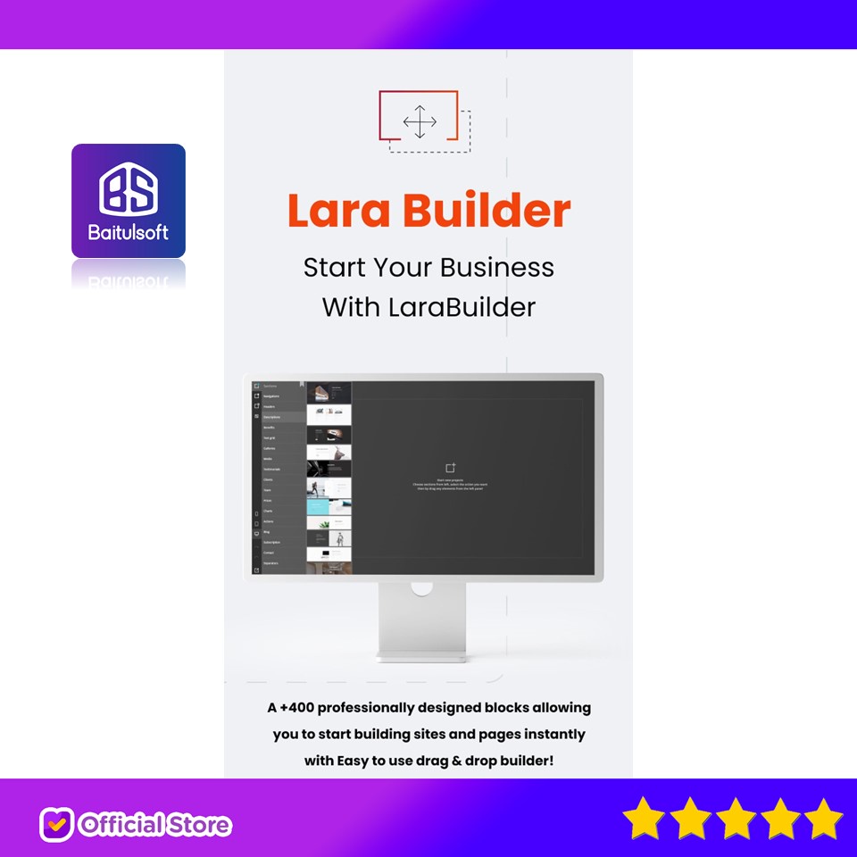 Jual Source Code Aplikasi Larabuilder Laravel Draganddrop Saas Html Site Builder Shopee Indonesia