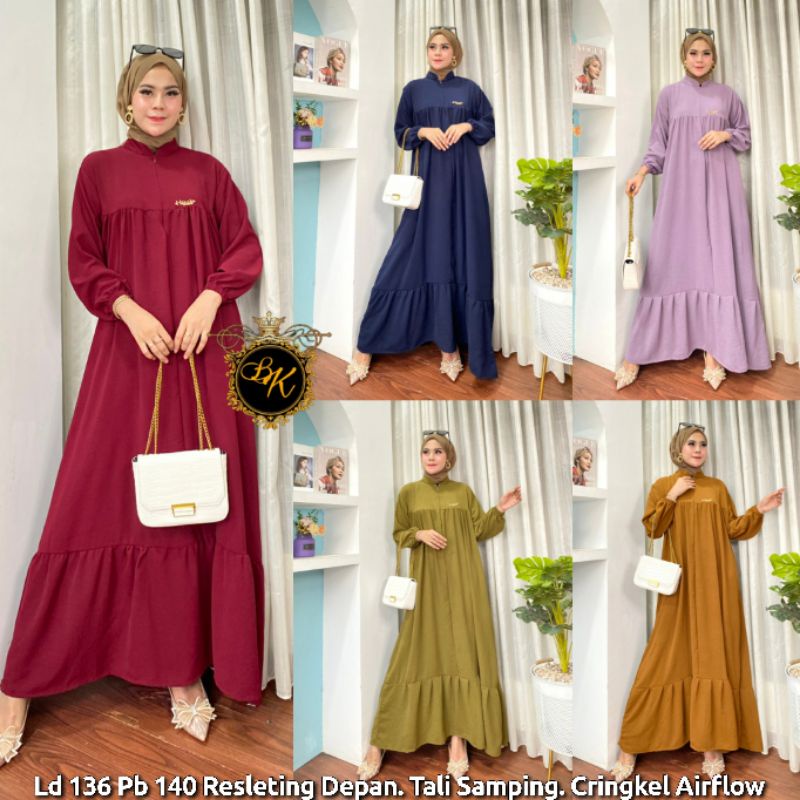 Jual Terbaru Gamis Cringkel Jumbo Ld 130 | Longdress Kombinasi Jumbo Ld 130 | Gamis Midi Jumbo ...