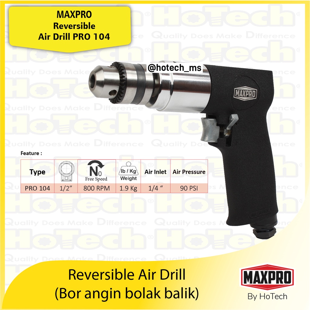 Jual Reversible Air Drill PRO 104 | Bor Angin Size 1/2" 800RPM | Shopee ...