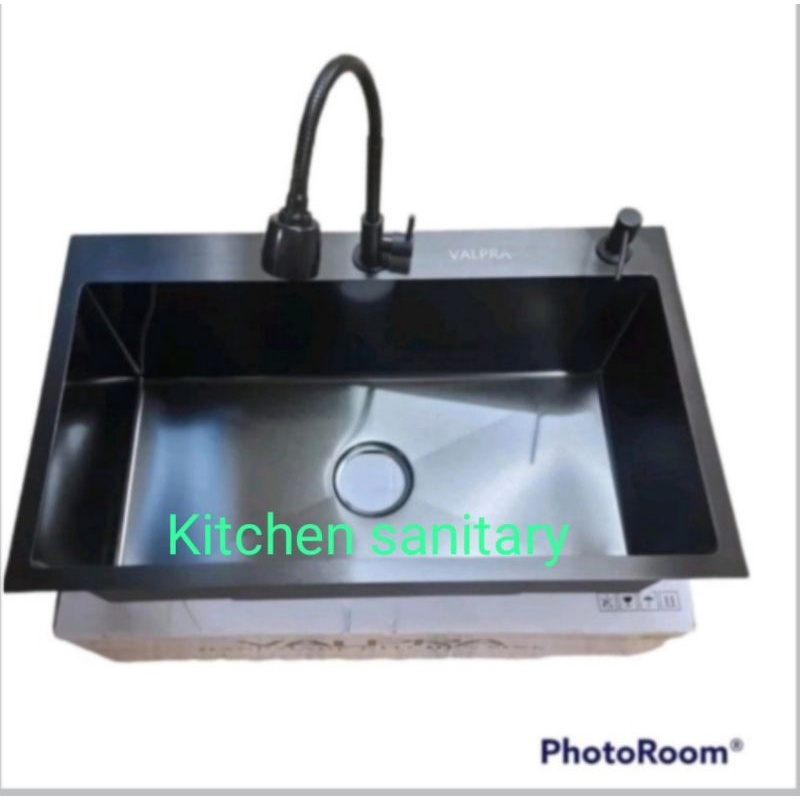 Jual Paket komplit kitchen sink Valpra 7545 Black / Kitchen sink Valpra ...