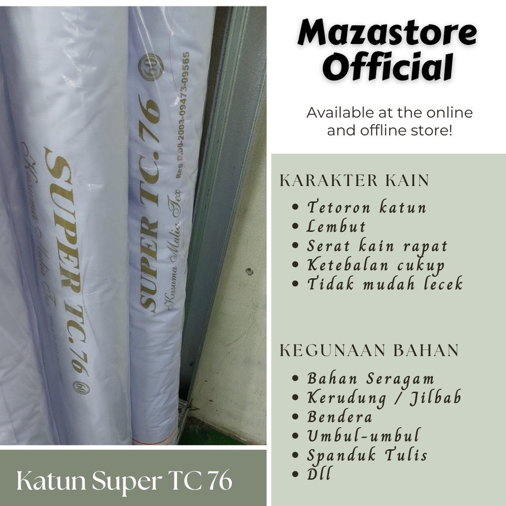 Jual Kain Katun SUPER TC 76 Best Quality Premium Grade A Harga Setengah ...