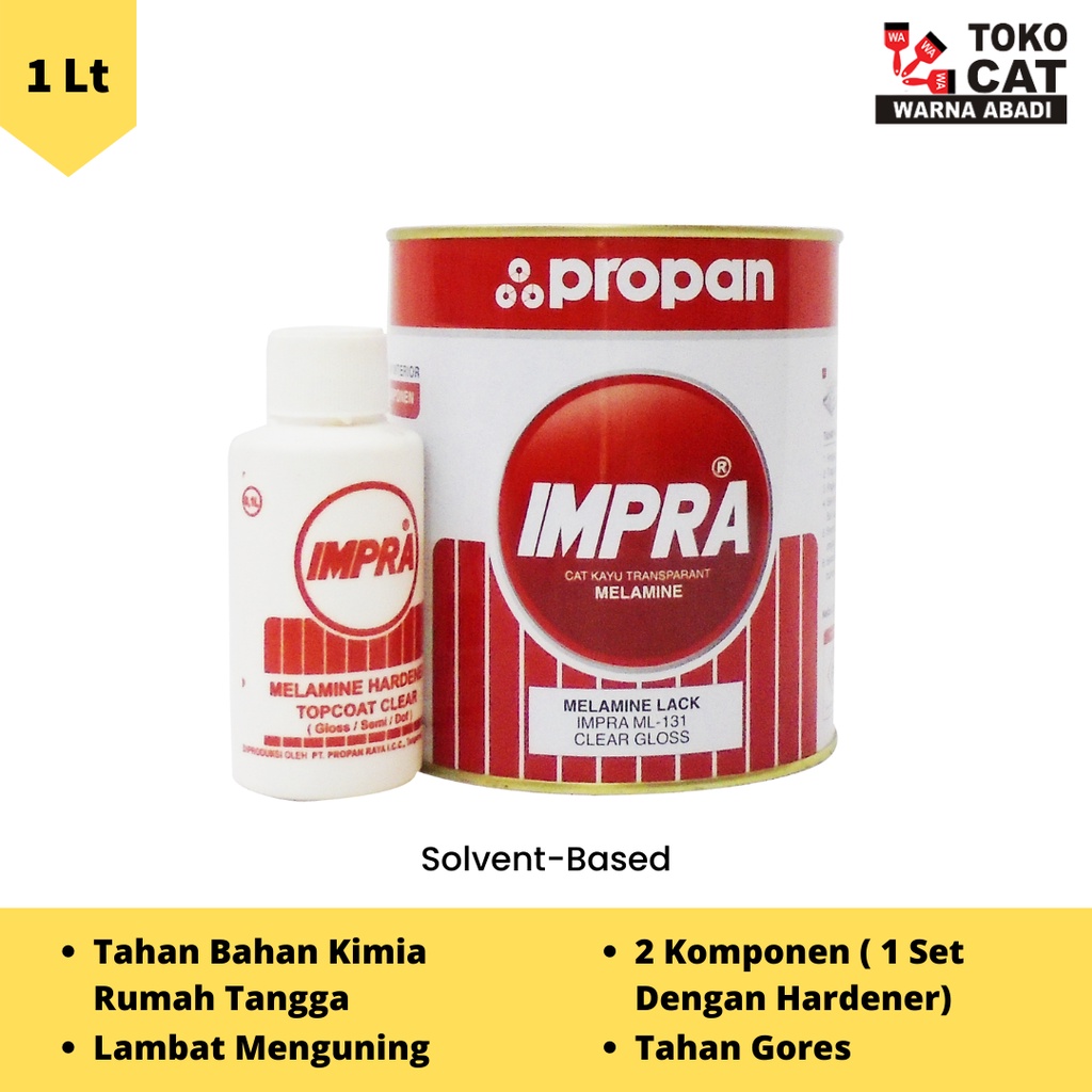 Jual CAT PROPAN IMPRA MELAMINE CLEAR ML-131 1 LITER + HARDENER | Shopee ...