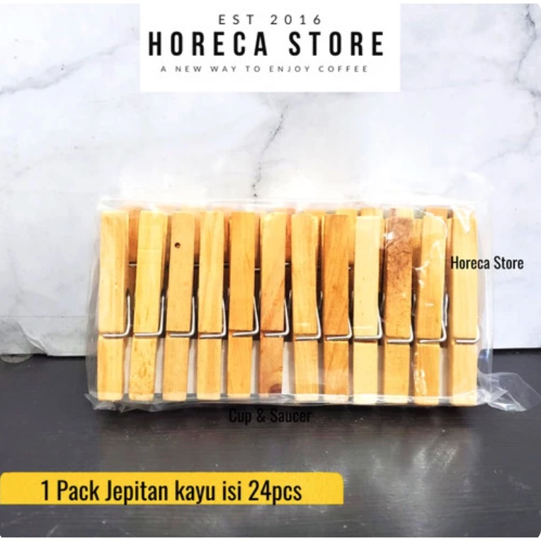 Jual Jepitan Kayu Natural 7 cm isi 24 pcs Klip Jepit / Jepit kayu ...