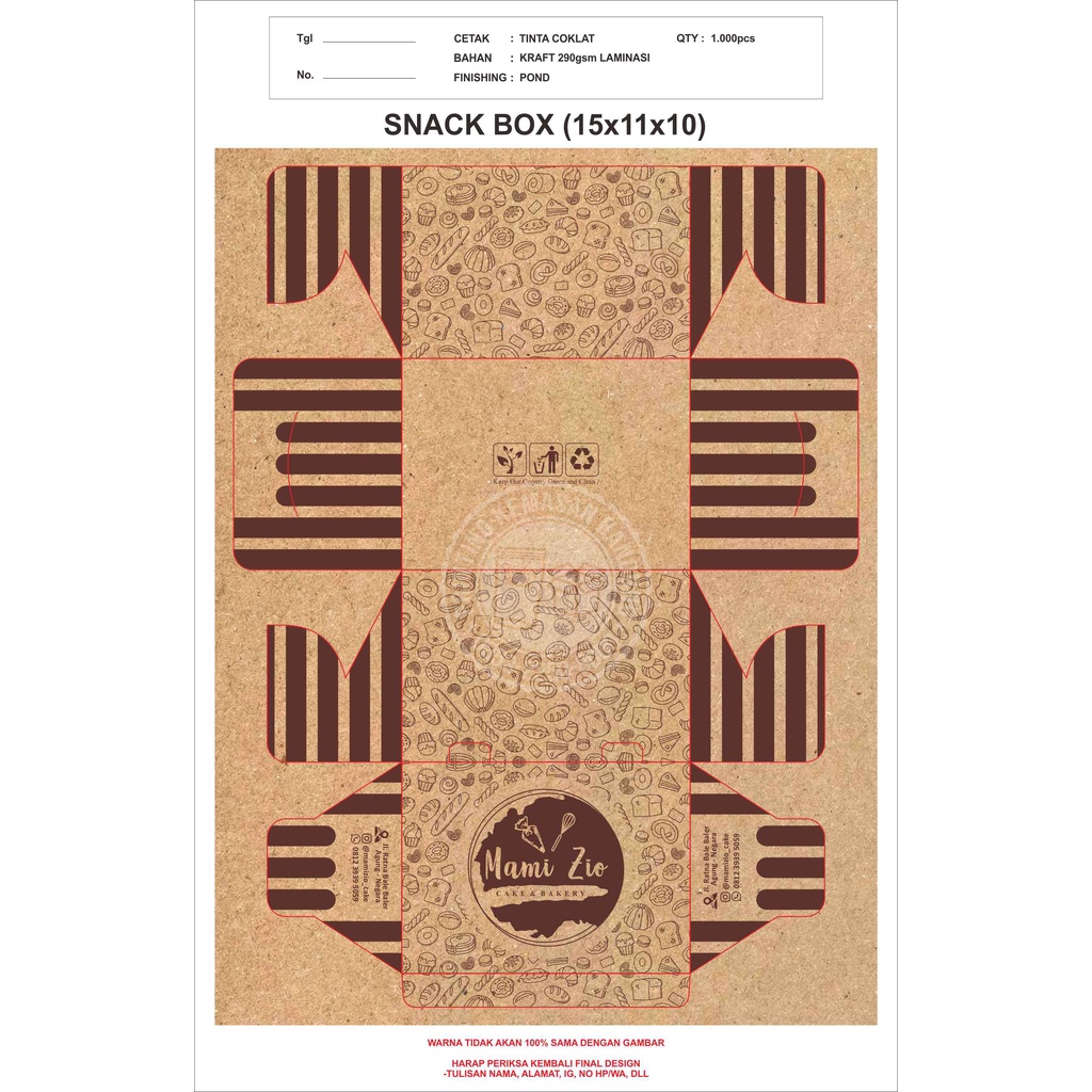 Jual Pesanan Khusus Dus Snack 15x11x10 Custom cetak 1 Warna | Shopee ...
