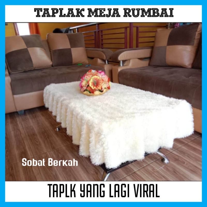 Jual Taplak Meja Rumbai Bulu Polos Ukuran P 100 L 50 Rumbai 20 Cm ...
