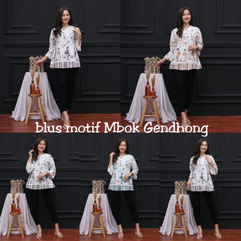 Jual ATASAN BLOUSE BATIK MBOK JAMU GENDHONG || ATASAN BU TEJO | Shopee Indonesia