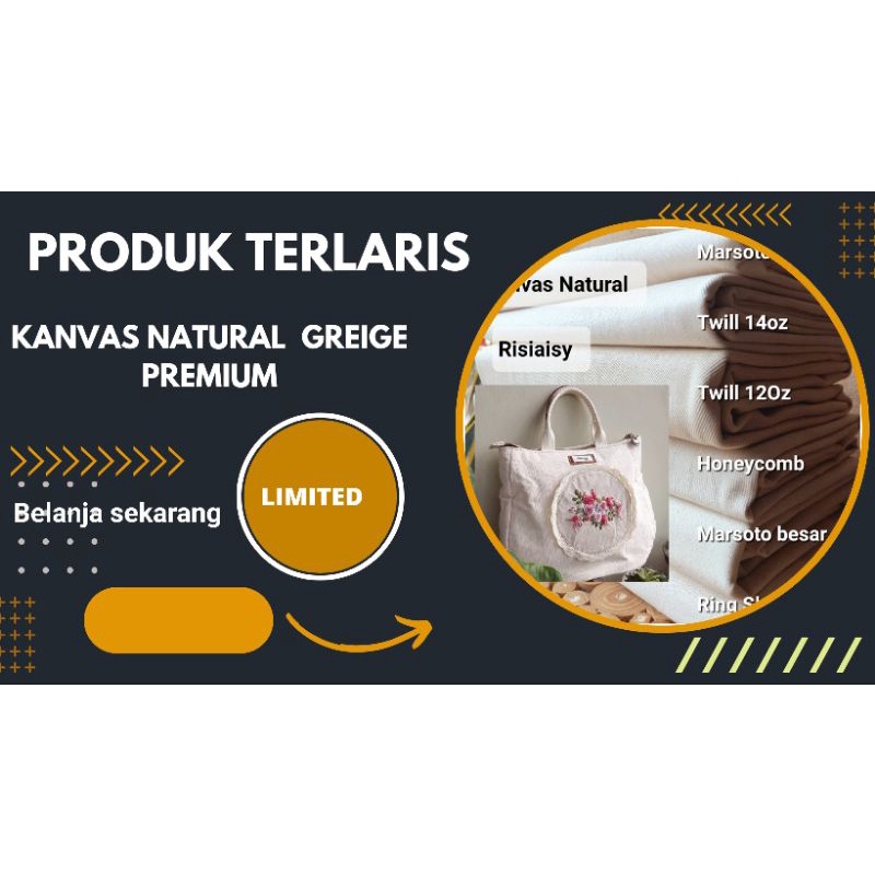 Jual Kain Kanvas Polos Natural Premium Bahan Craft Tas Sepatu I Canvas ...