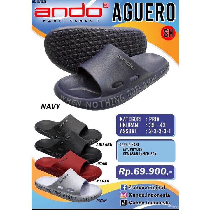 Jual SANDAL ANDO SLOP KEREN LAKI LAKI AGUERO PYLON ringan empuk tahan ...