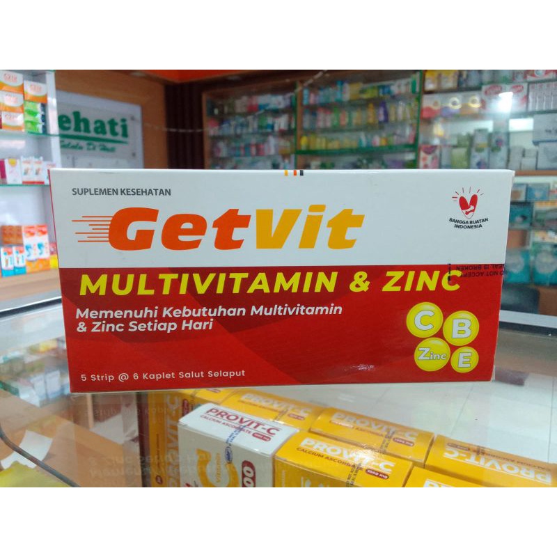 Jual GetVit Multivitamin dan Zinc (Isi 1 strip @ 6 kaplet) | Shopee ...