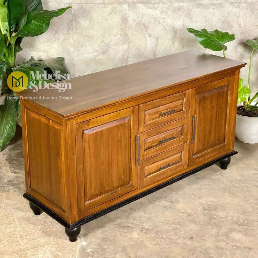 Jual Bufet Kayu Jati Minimalis Penyimpanan Ruang Tamu Serbaguna ...