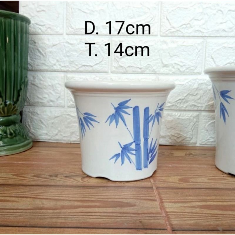 Jual pot cascade putih bambu keramik | Shopee Indonesia