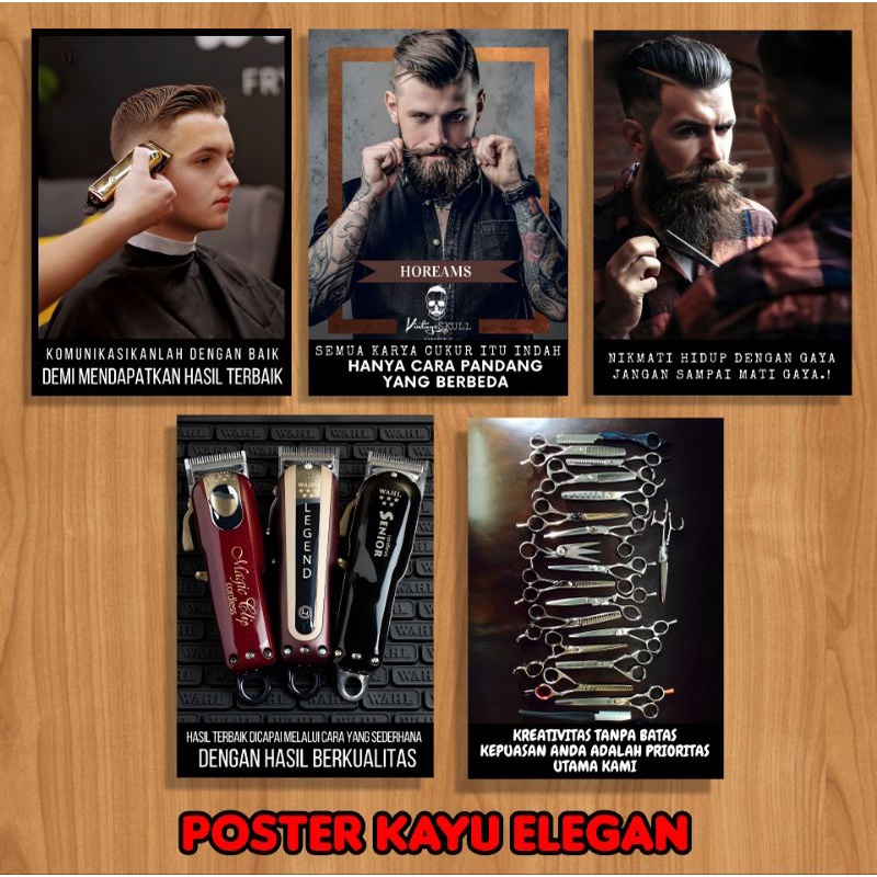 Jual POSTER KAYU ELEGAN Poster barbersop / poster pangkas rambut ...