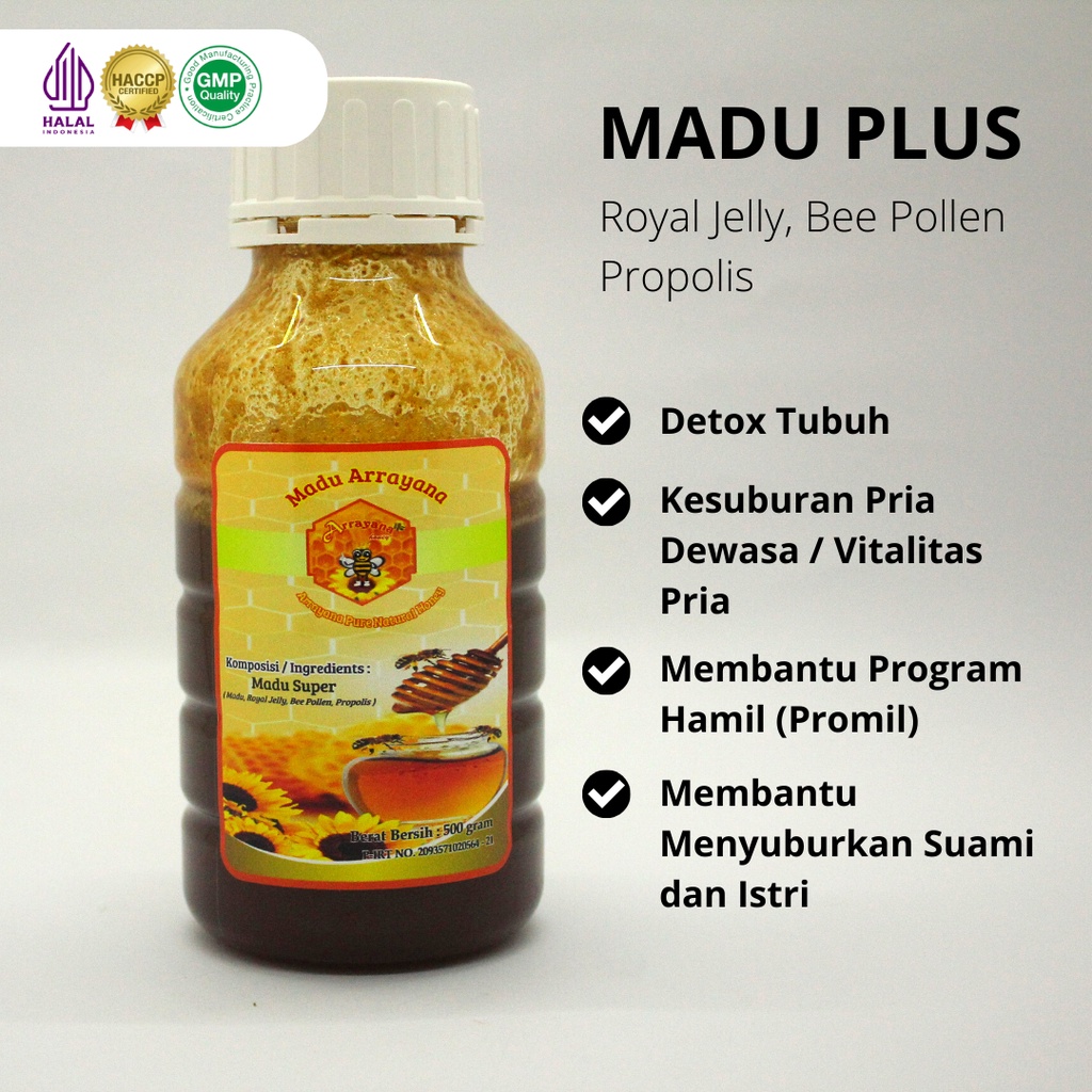Jual Madu Royal Jelly Bee Pollen Propolis Madu Propolis Asli 500g ...