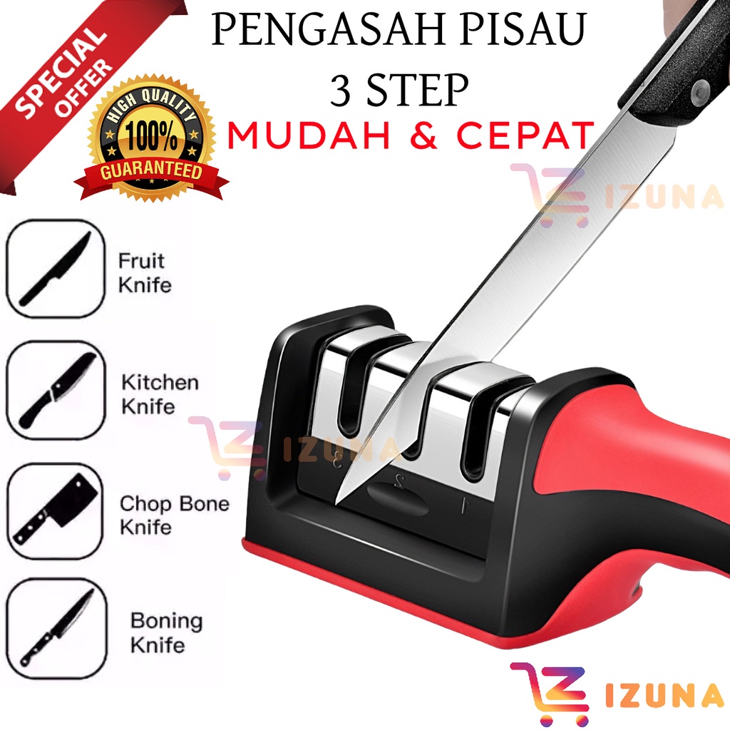 Jual [IZUNA] ALAT ASAHAN PISAU DAN GUNTING 3 STEP / PENGASAH PISAU ...