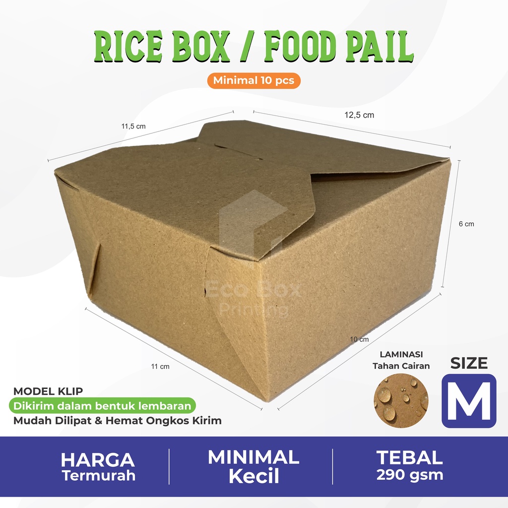 Jual Food Pail Size M 290gsm Paper Rice Box Lunch Box Kertas Dus ...